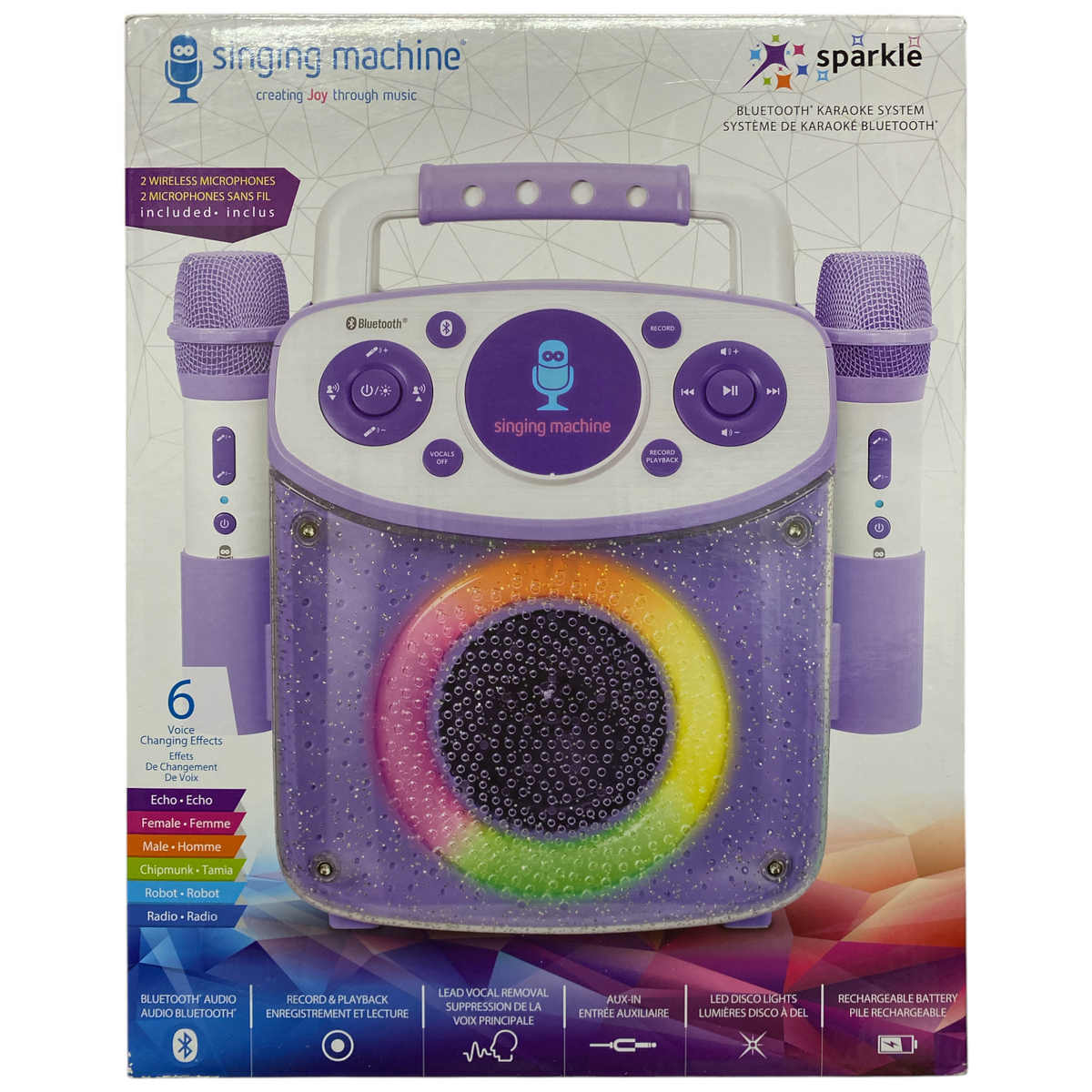 Singing Machine Sparkle Bluetooth LED Lights Karaoke System, SML294, V ...