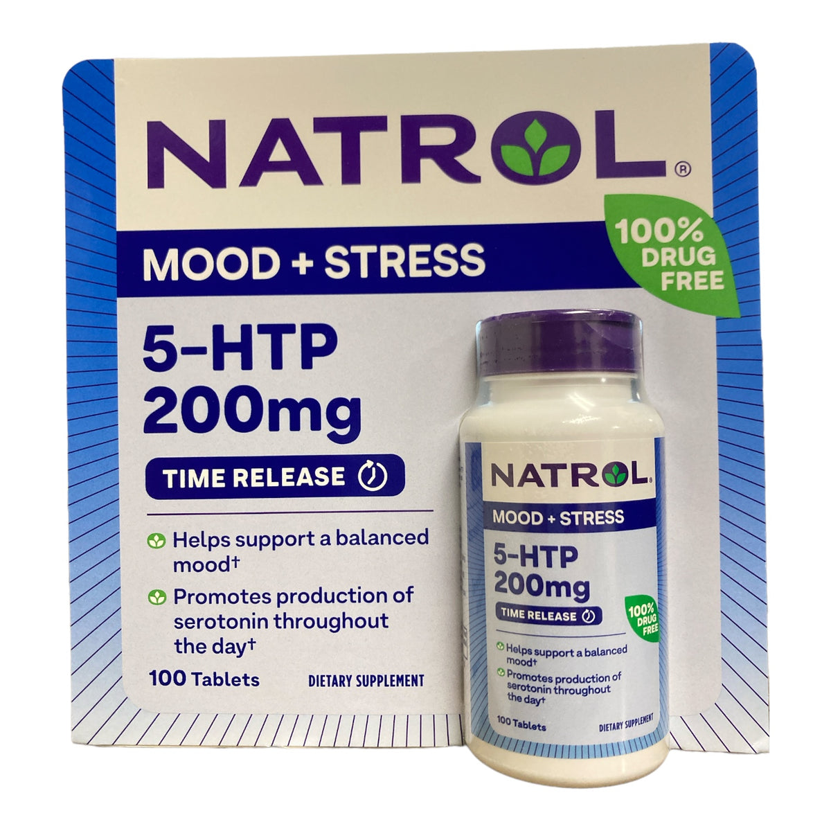 Natrol Mood + Stress 5-HTP Time Release Tablets, 200mg, 100ct ...