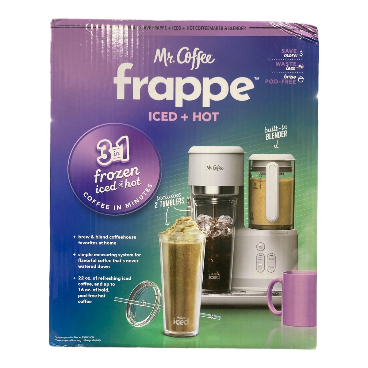 Mr. Coffee Single-Serve Frappe Iced and Hot Coffee Maker and Blender ...