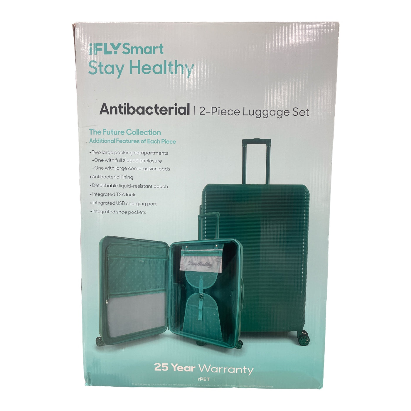 iFLY Smart Future Collection 2-Piece Antibacterial Travel Set, Teal ...