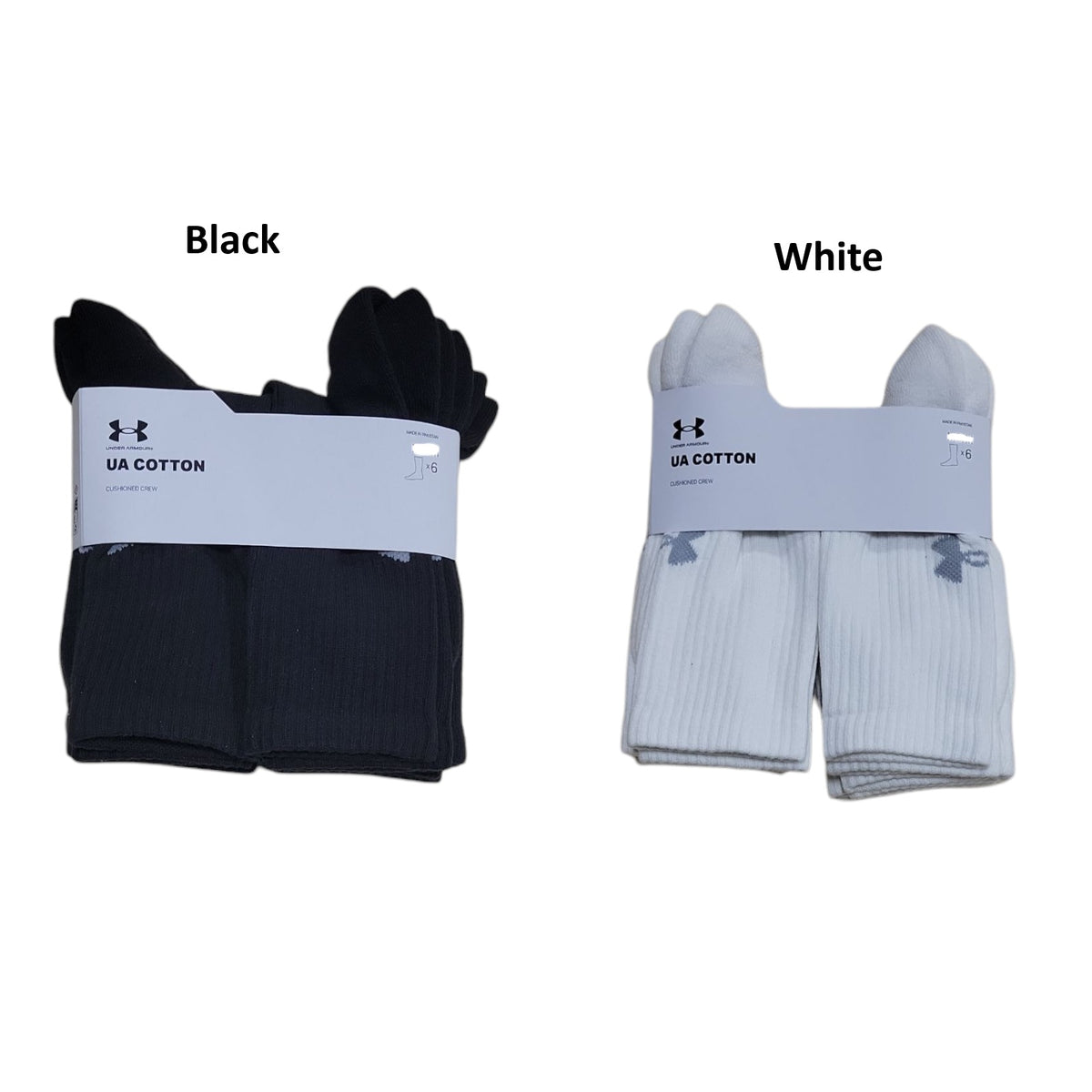Under Armour Men's Moisture Wicking 6-Pack Soft Cotton Crew Sock ...