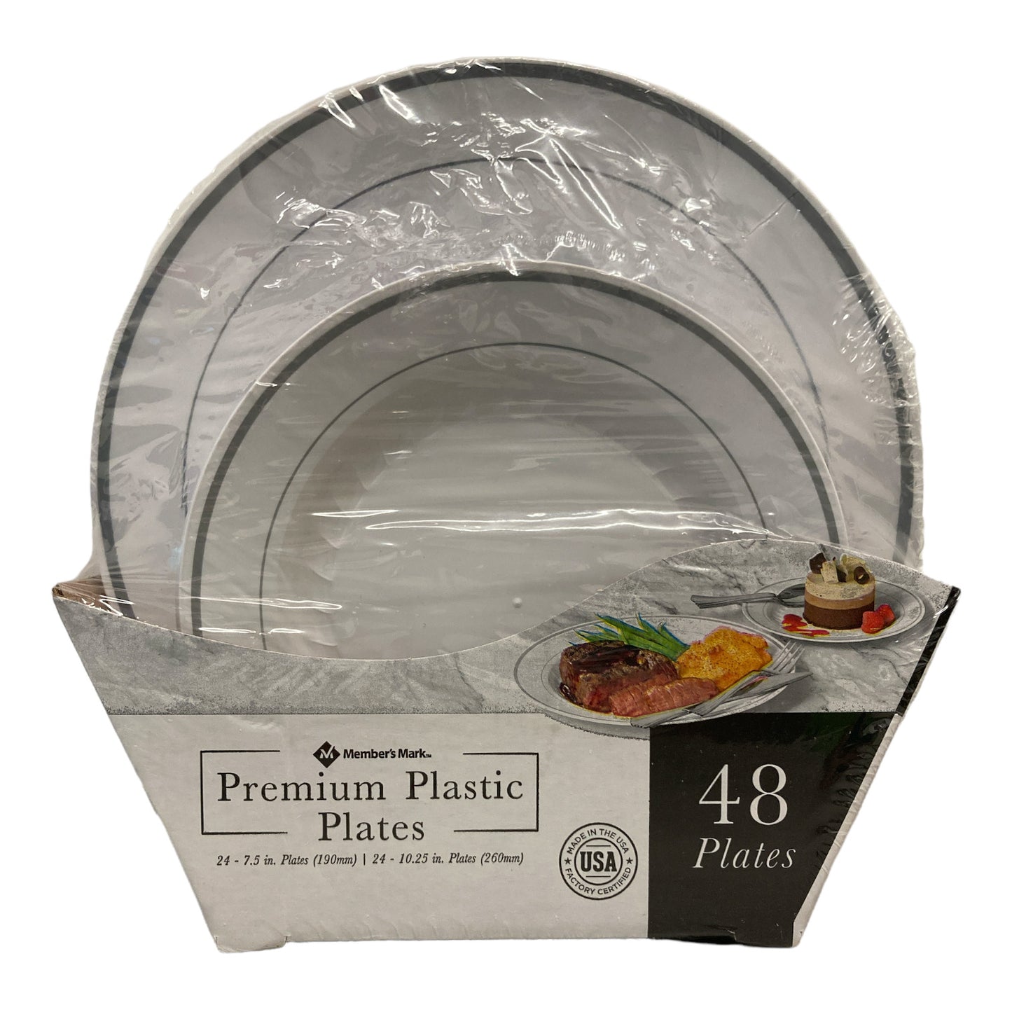 Member's Mark Premium Heavyweight Plastic Combo Plates, White 48 Count ...