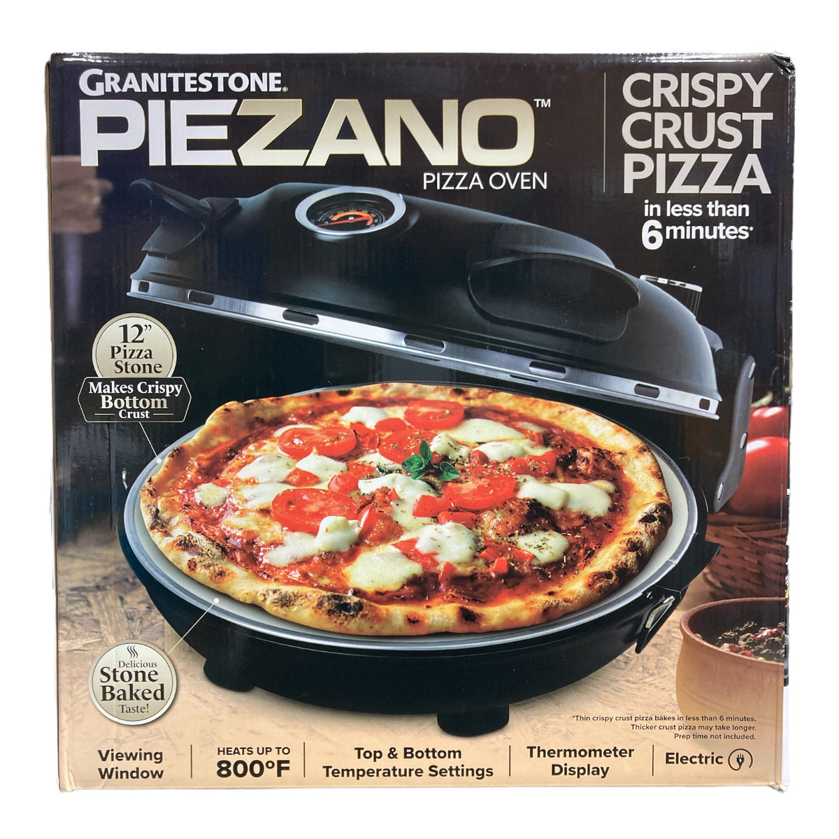 Granitestone Piezano Electric Countertop Pizza Stone Oven, 12 ...
