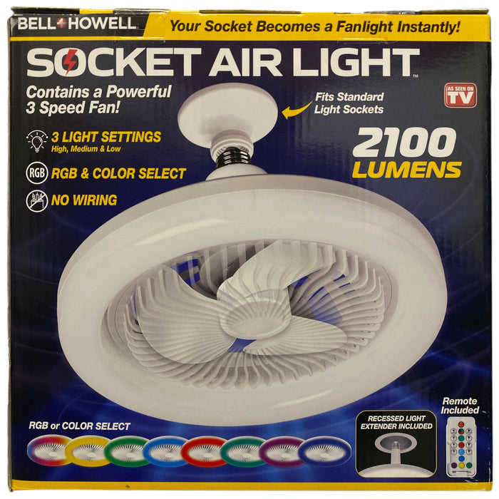 Bell + Howell Socket Air Fan LED Color Changing Ceiling Fan Light ...