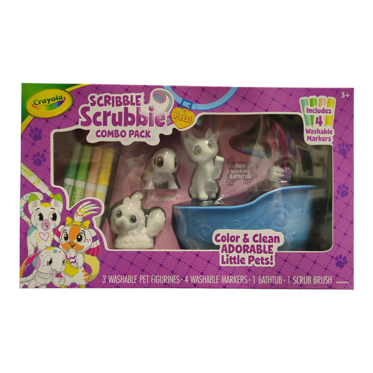 Crayola Scribble Scrubbie Pet with Washable Markers, Figurines, Tub ...