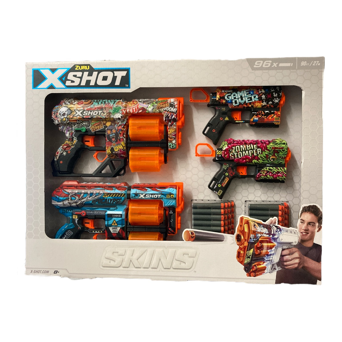 Zuru X-Shot Skins Dread & Flux Combo Pack (4 Blasters, 96 Darts ...