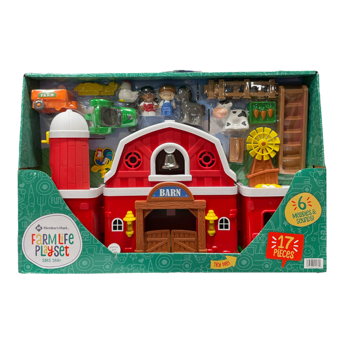 Member's Mark Farm Life Barn Playset, 17 Pieces, 6 Melodies & Sounds ...