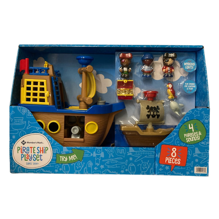 Member's Mark Preschoolers 8 Piece Pirate Ship Playset with Lights and ...