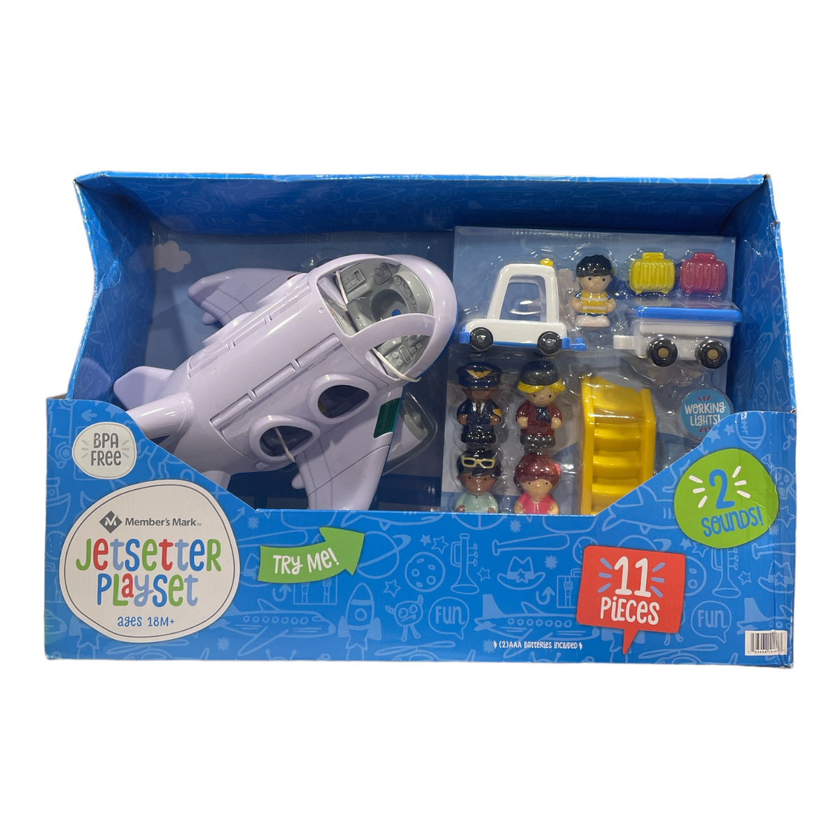 Member's Mark Jetsetter 11 Piece Preschool Playset, Working Lights & S ...