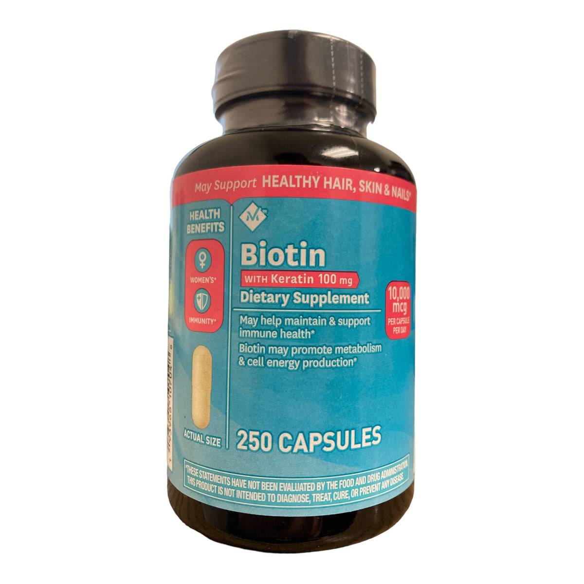 Member's Mark Biotin 10,000mcg with Keratin 100mg Capsules, 250 ct ...