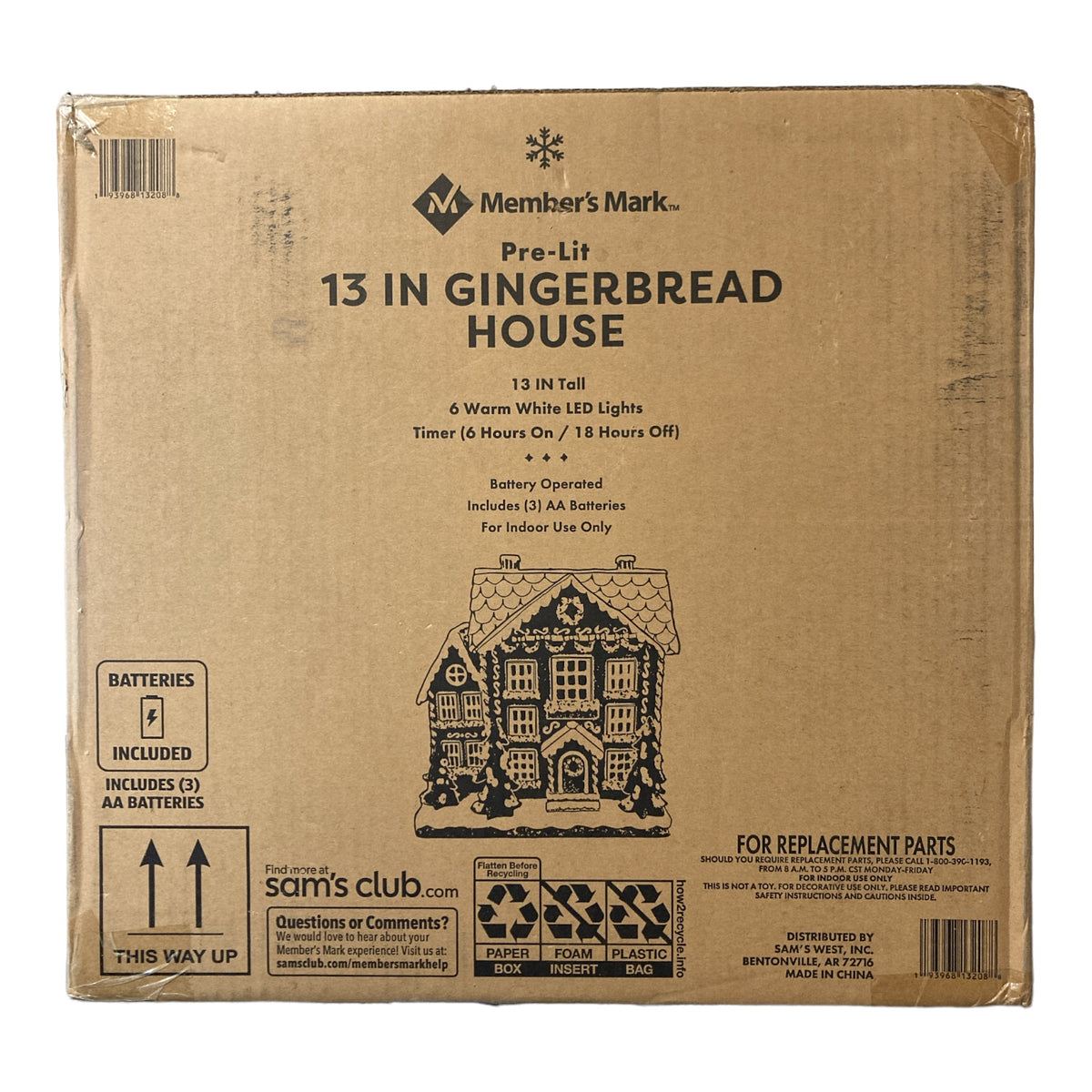 Member's Mark Indoor LED Pre-Lit 13" Tall Gingerbread House — Ewirelessgear