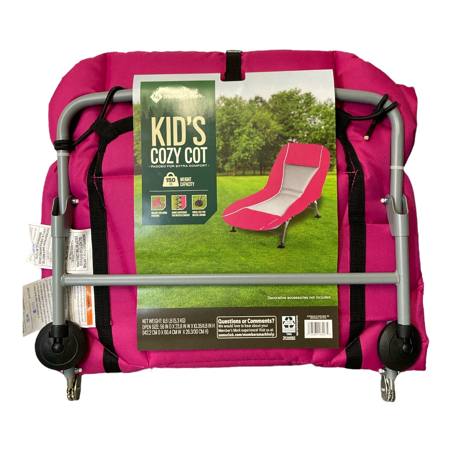 Member's Mark Kids' Multiple Reclining Position Cozy Cot & Lounge, Pin ...