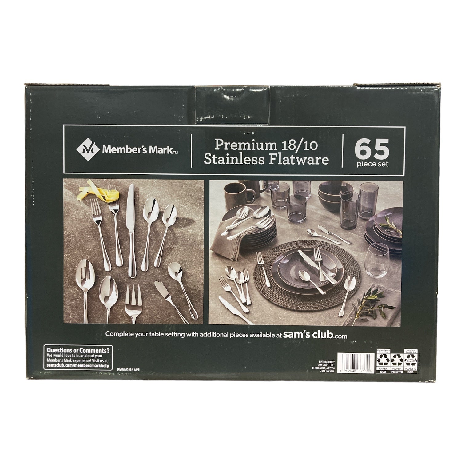 Member's Mark Premium 65 Piece 18/10 Stainless Steel Flatware, Mirror ...