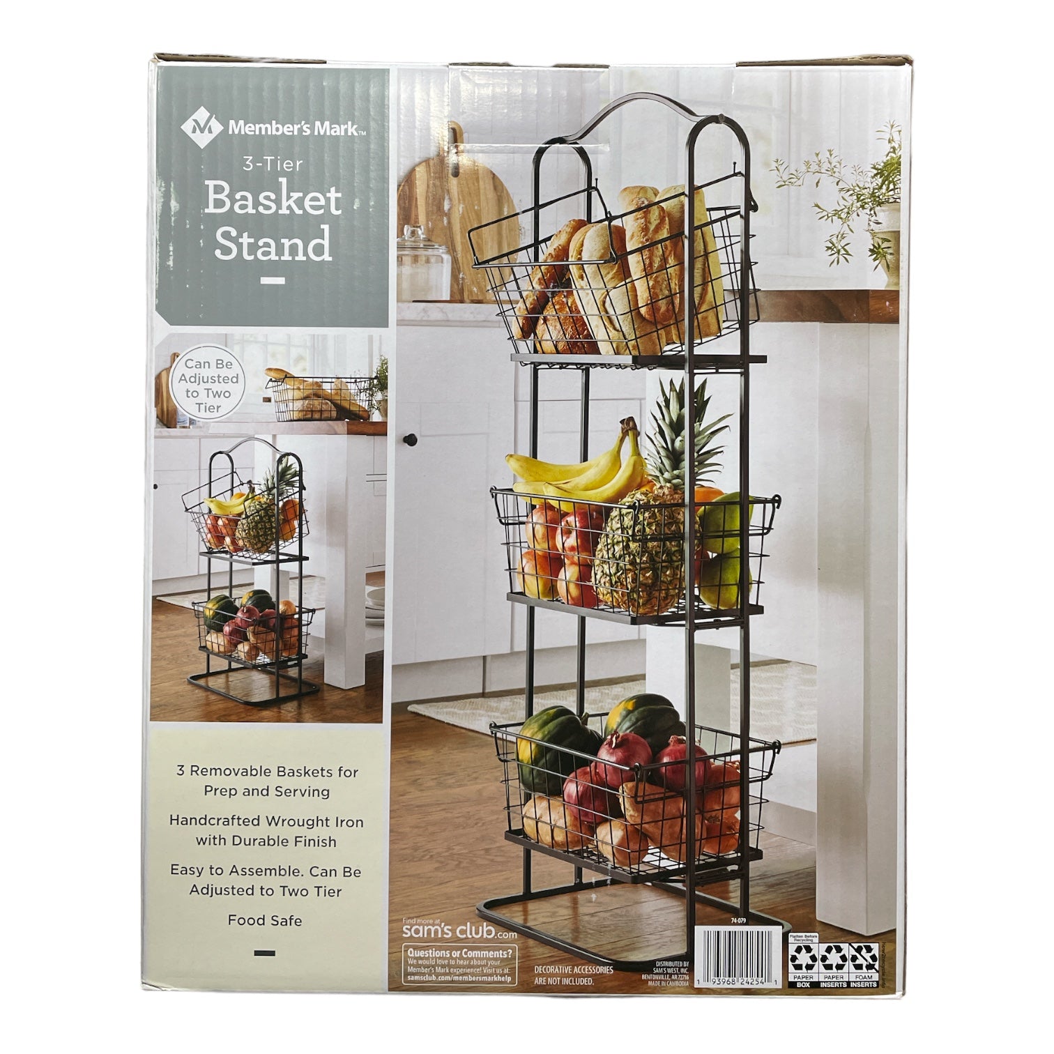 Member's Mark 3-Tier Adjustable Wire Basket Stand, Black – Ewirelessgear