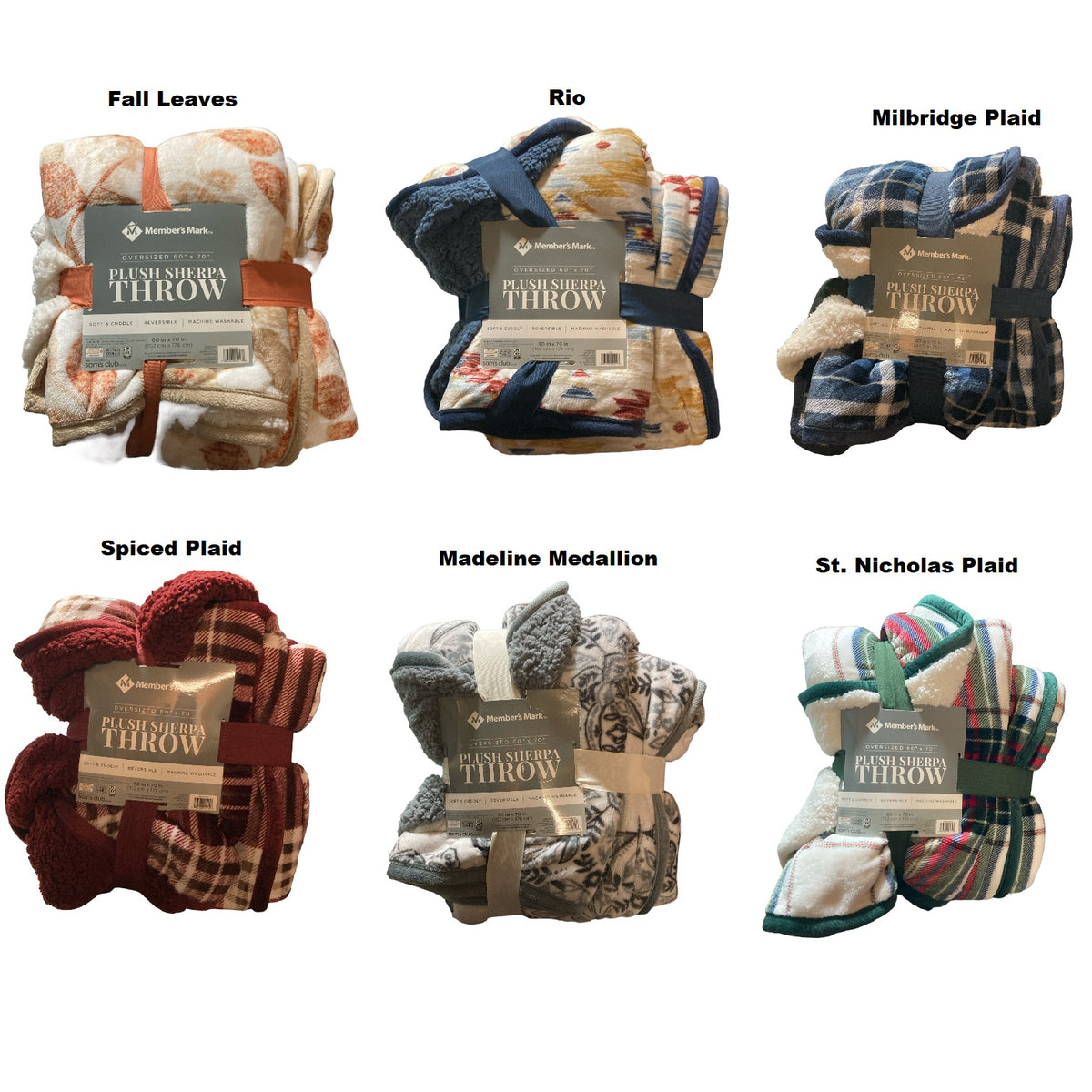 Member's Mark 60" x 70" Oversized Plush Sherpa Throw Blanket ...