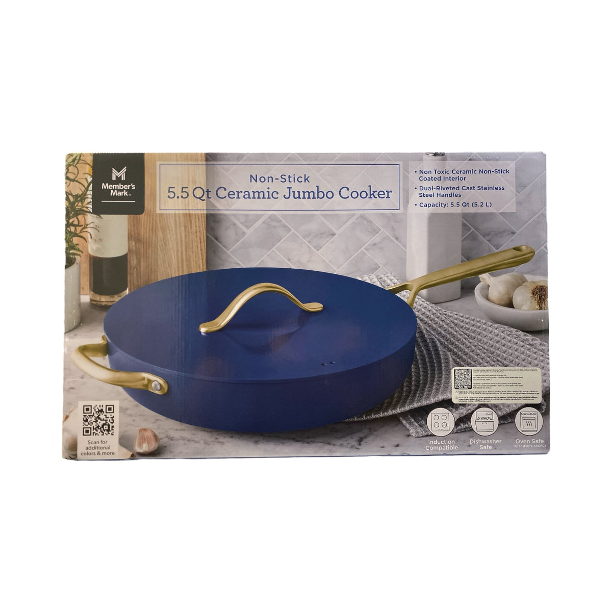 Member's Mark 5.5-Quart Non-Stick Ceramic Jumbo Cooker, Navy ...