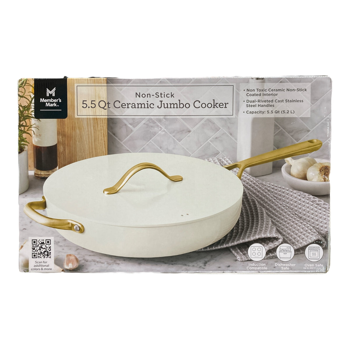 Member's Mark 5.5-Quart Non-Stick Ceramic Jumbo Cooker, Cream ...