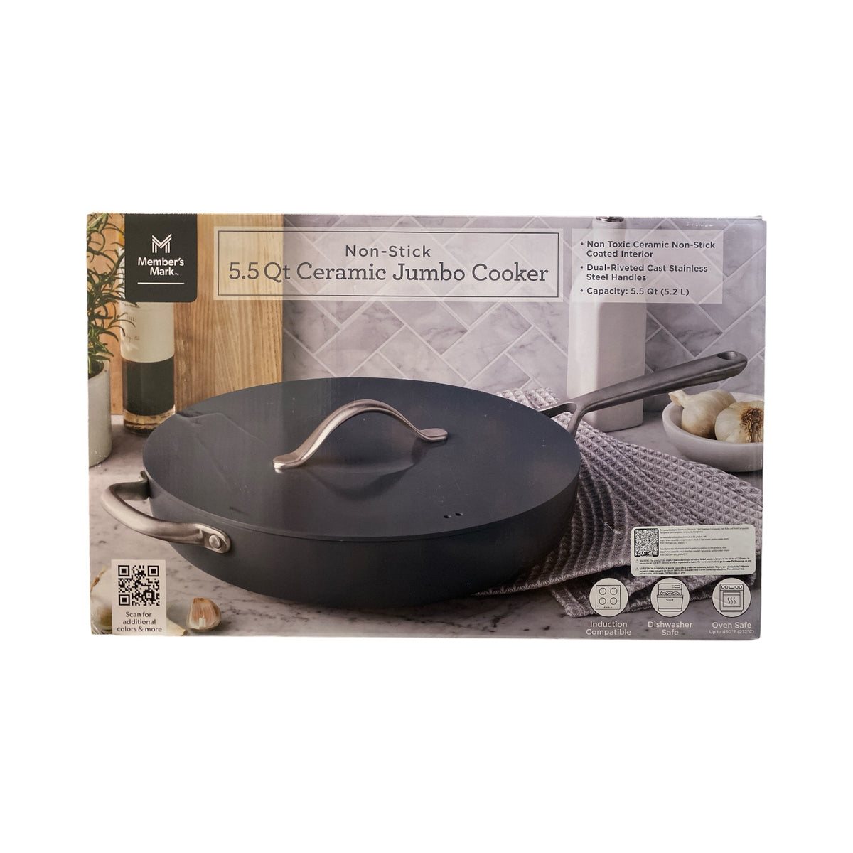 Member's Mark 5.5-Quart Non-Stick Ceramic Jumbo Cooker, Grey ...