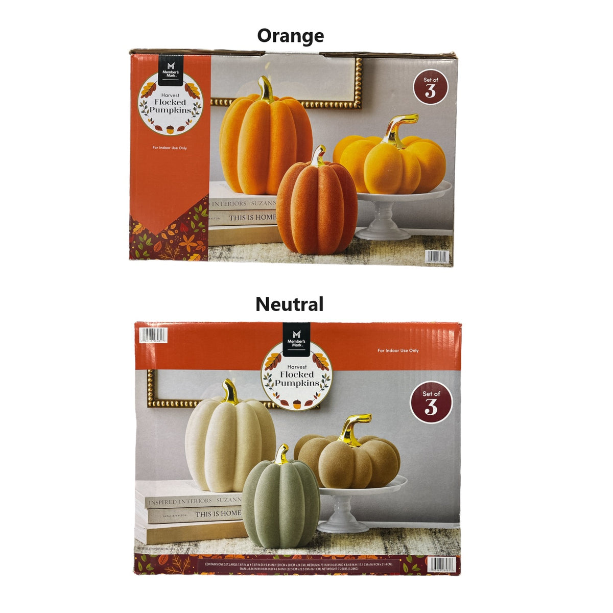 Member's Mark Harvest Flocked Pumpkins Fall Decor, Set of 3 — Ewirelessgear