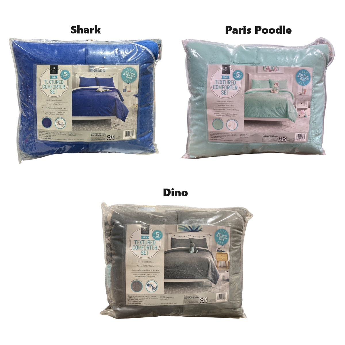 Member's Mark Kids Textured Comfort Set w/ Squishy Pillow & String Lig ...