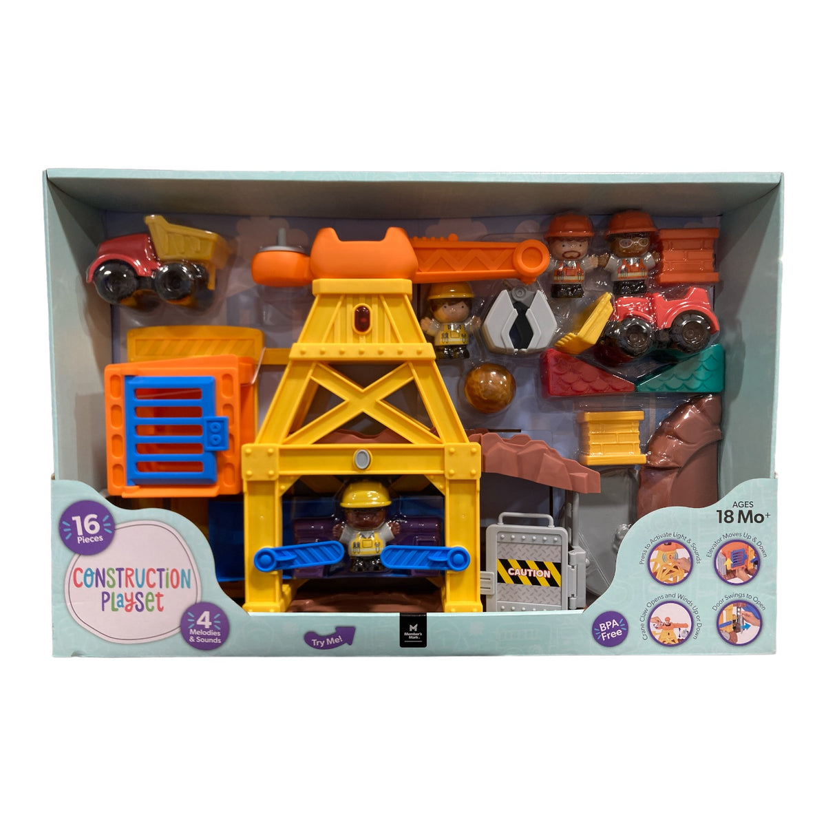 Member's Mark Preschool Construction Playset with 4 Melodies and Sound ...