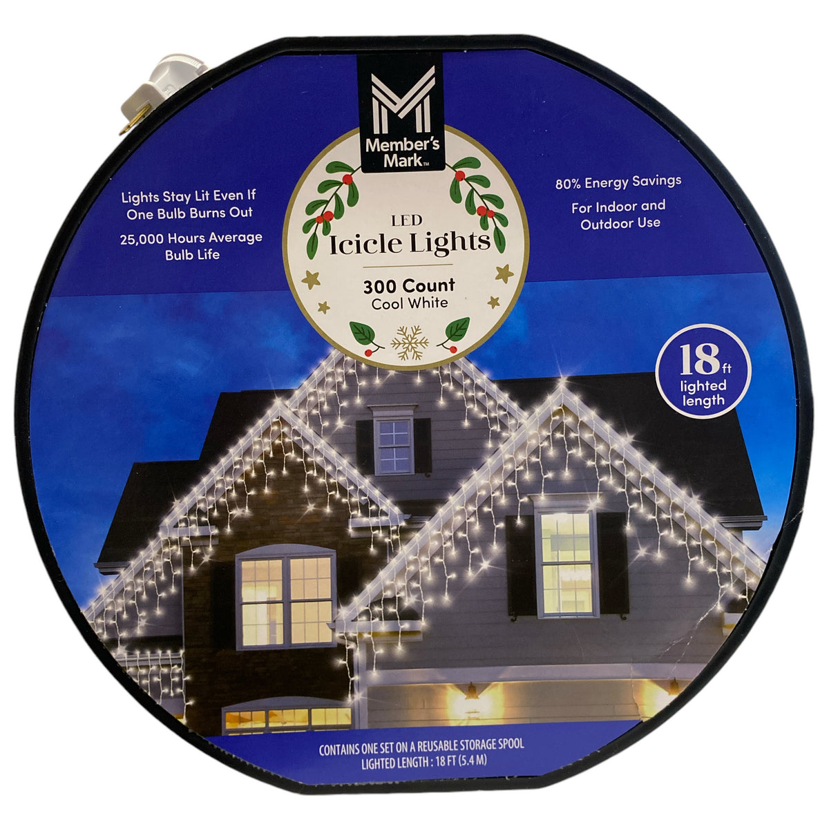 Member's Mark Super Bright Micro Cool White LED Icicle Lights, 18' 300 ...