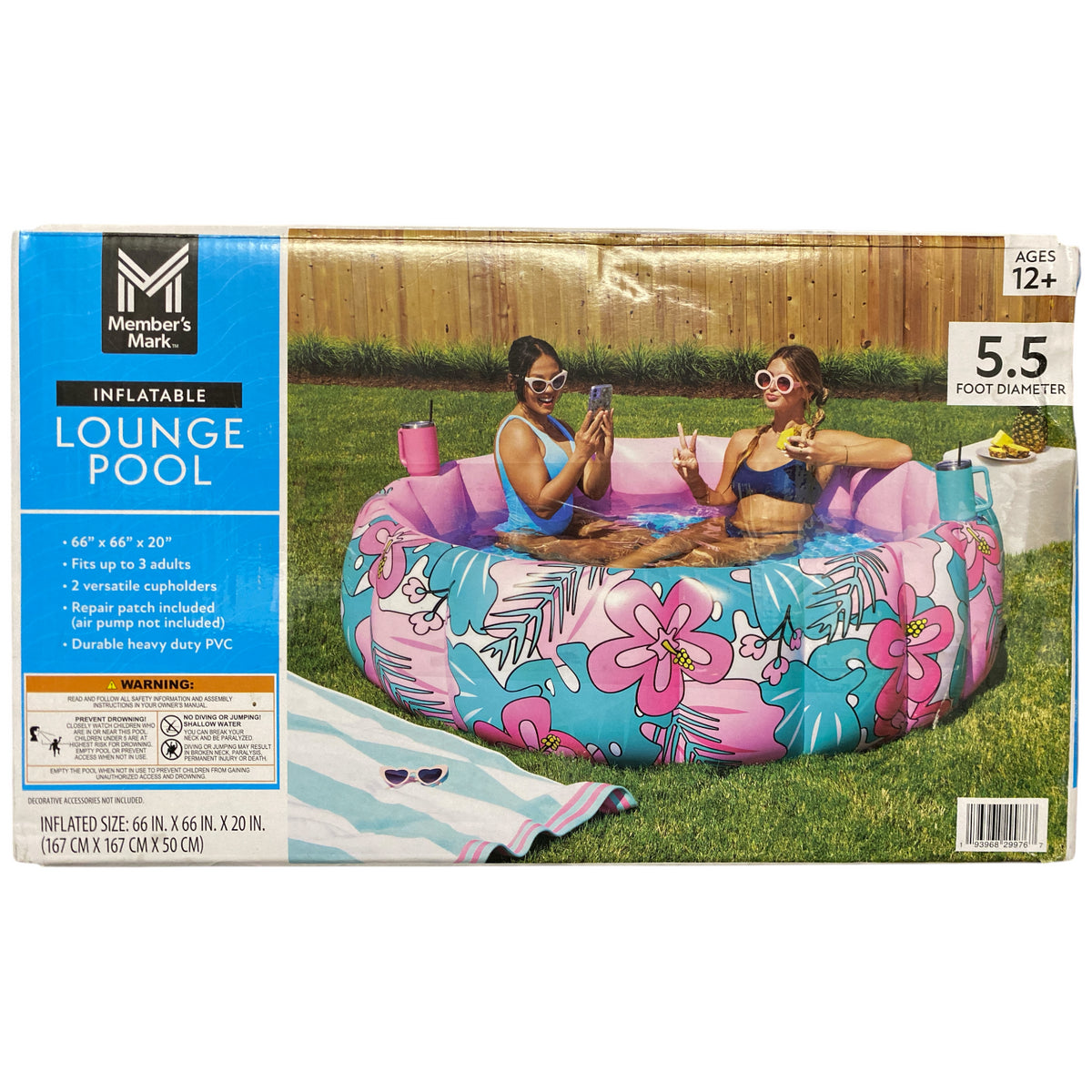 Member's Mark Inflatable Lounge Pool with Cup Holders, Tropical ...