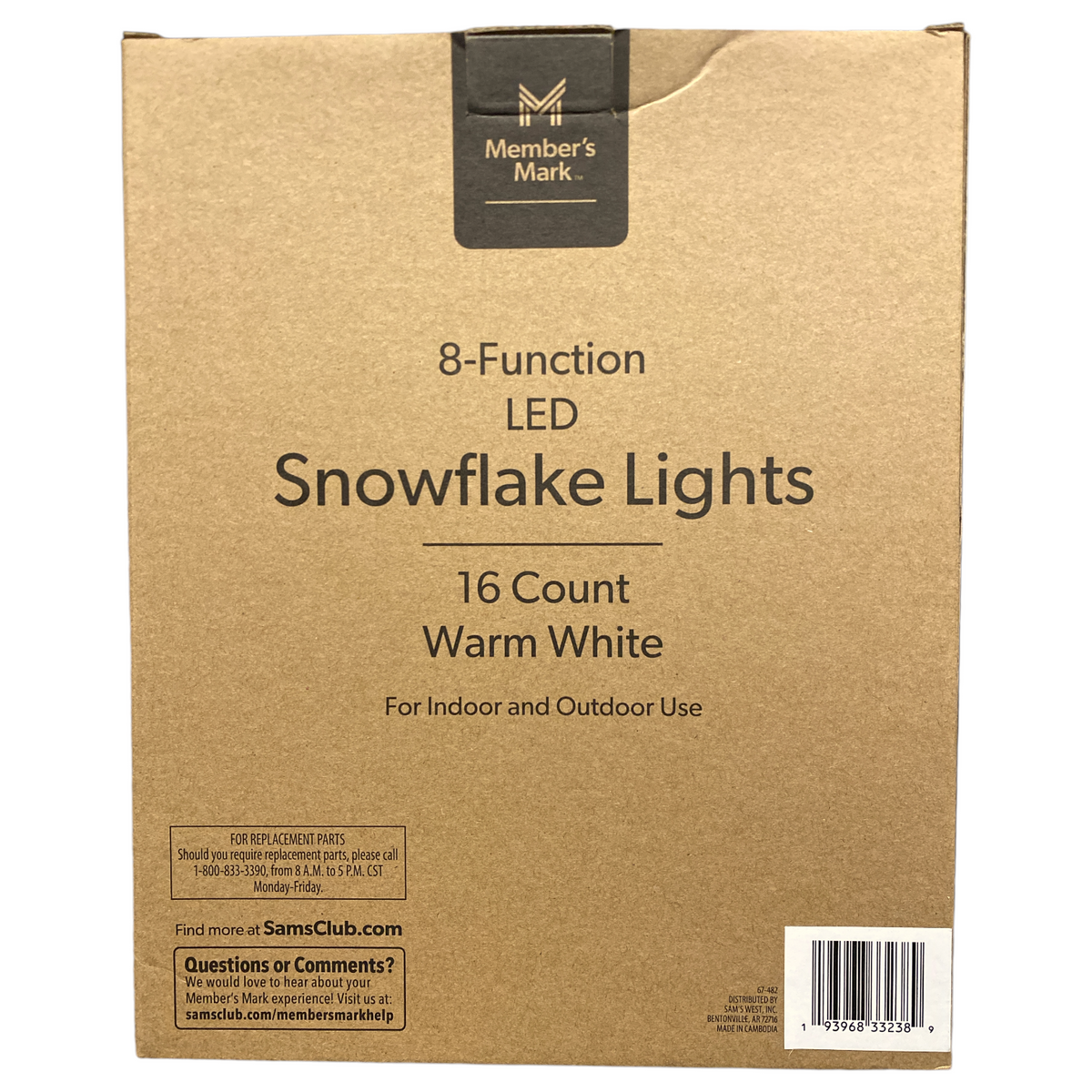 Member's Mark 8 Function Warm White LED Indoor/Outdoor Snowflake Light ...