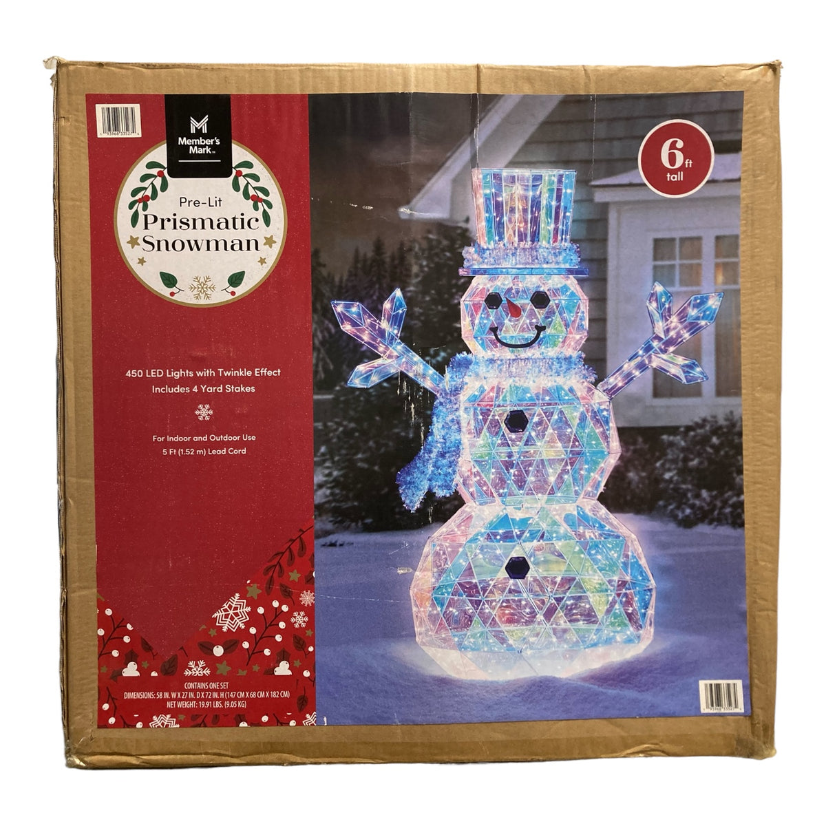 Member's Mark 450 LED Pre-Lit Prismatic Snowman, Iridescent Finish, 6f ...