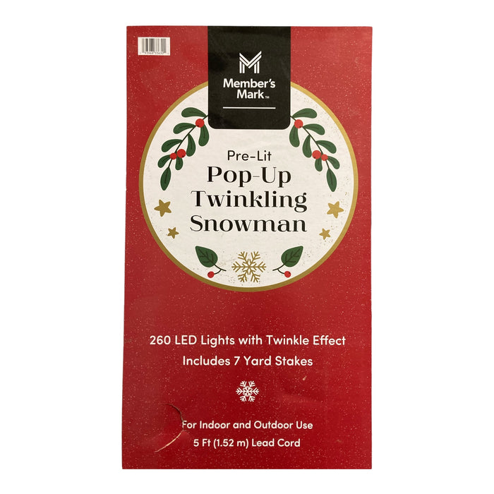 Member's Mark 6 Foot PreLit Pop Up Twinkling Snowman with 260 LED Ligh ...