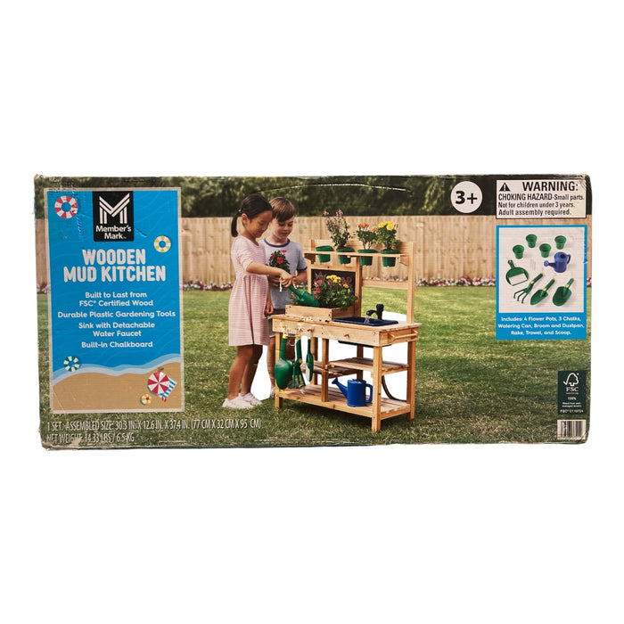 Member's Mark Garden Play Wooden Mud Kitchen with Gardening Tools ...