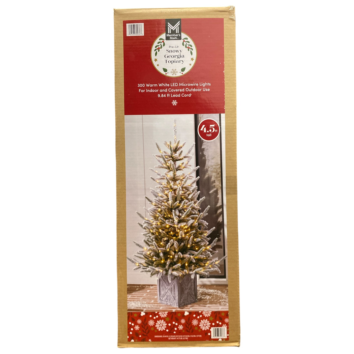 Member's Mark Snowy Georgia 300 Warm White LED Pre-Lit Topiary, 4.5ft ...