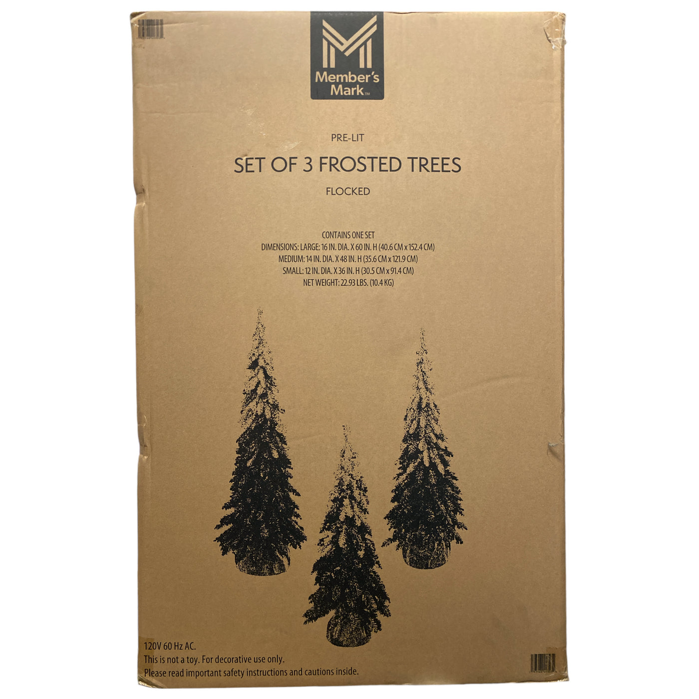 Member's Mark Warm White LED Pre-Lit Frosted Topiaries, Set of 3 ...