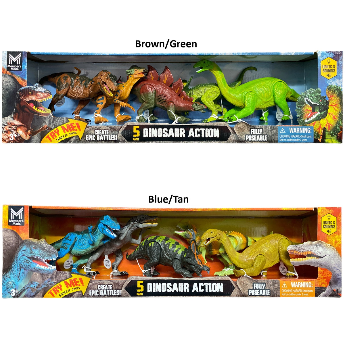 Member's Mark Lights & Sounds Fully Poseable Dinosaurs, 5 pk ...