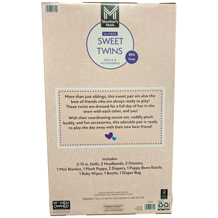 Member's Mark 14-Piece Sweet Twins Dolls & Accessories Playset, Snow C ...