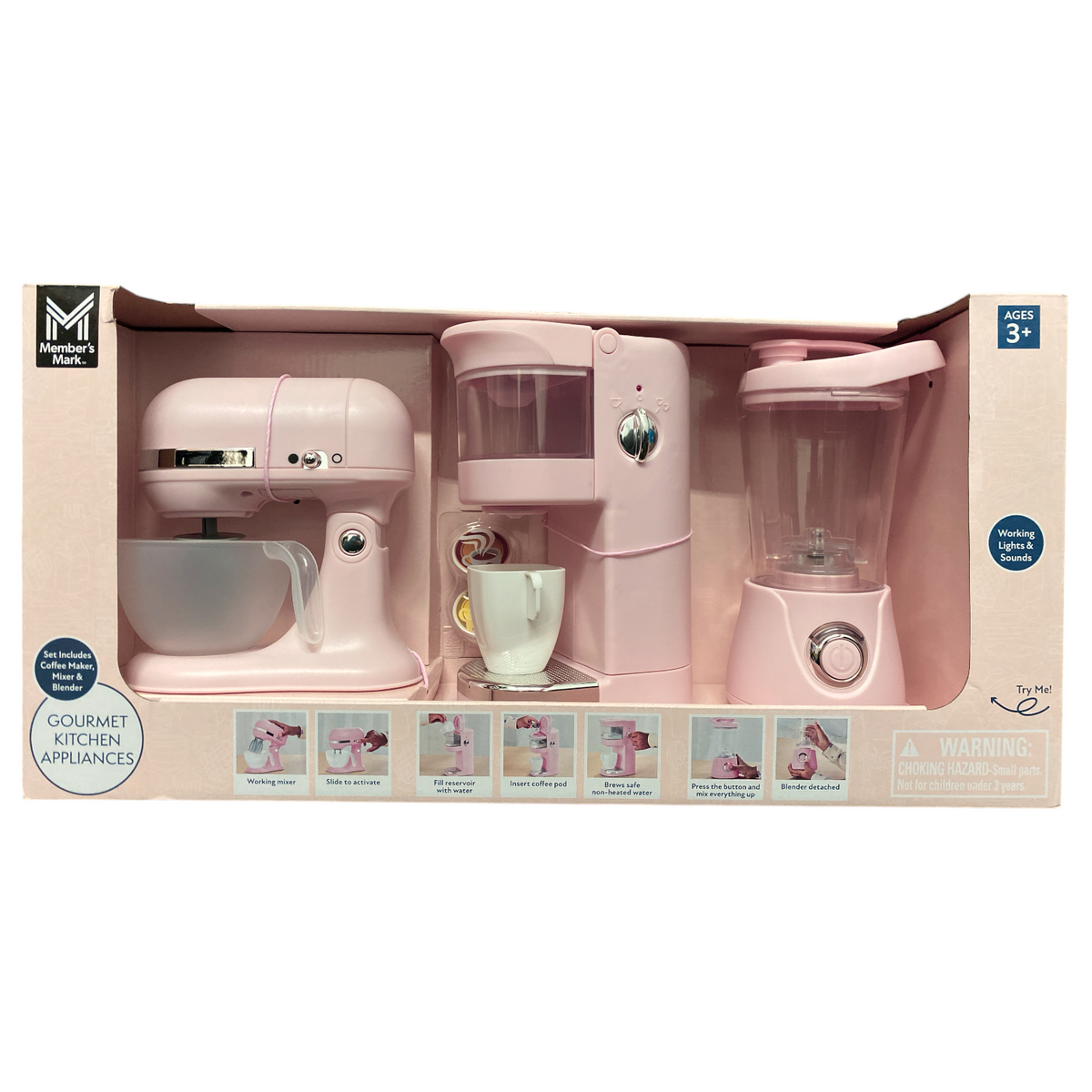 Member's Mark 3-Piece Gourmet Kitchen Appliances Playset, Ages 3+, Pin ...