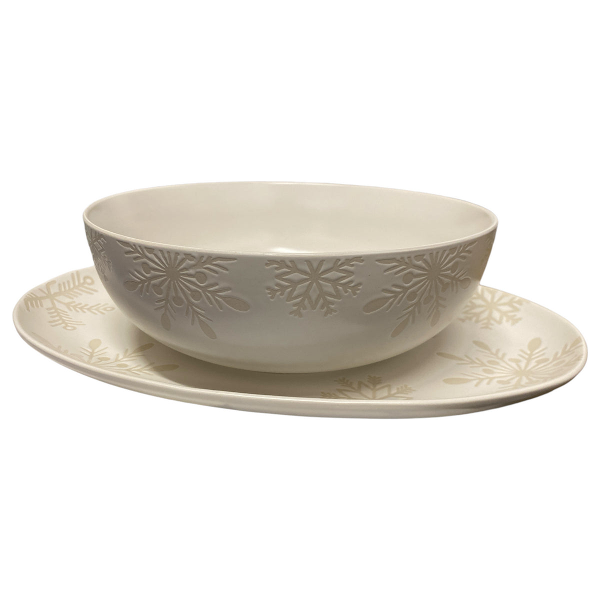 Member's Mark 2-Piece Stoneware Holiday Serveware Set (Snowflake ...