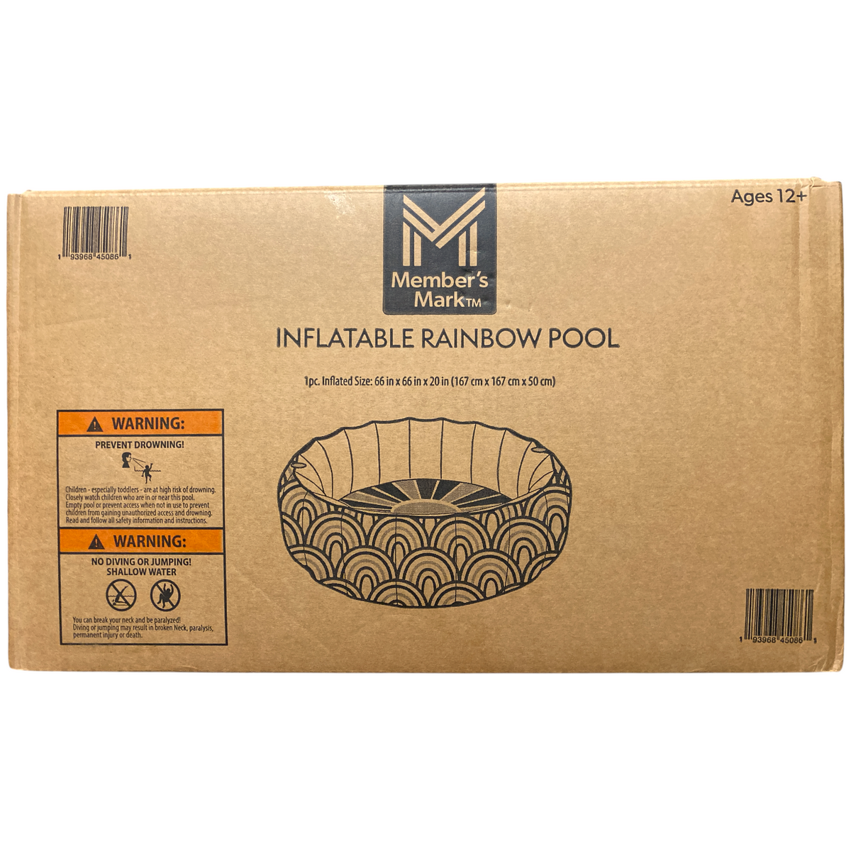 Member's Mark Inflatable Lounge Pool with Cup Holders, Rainbow ...