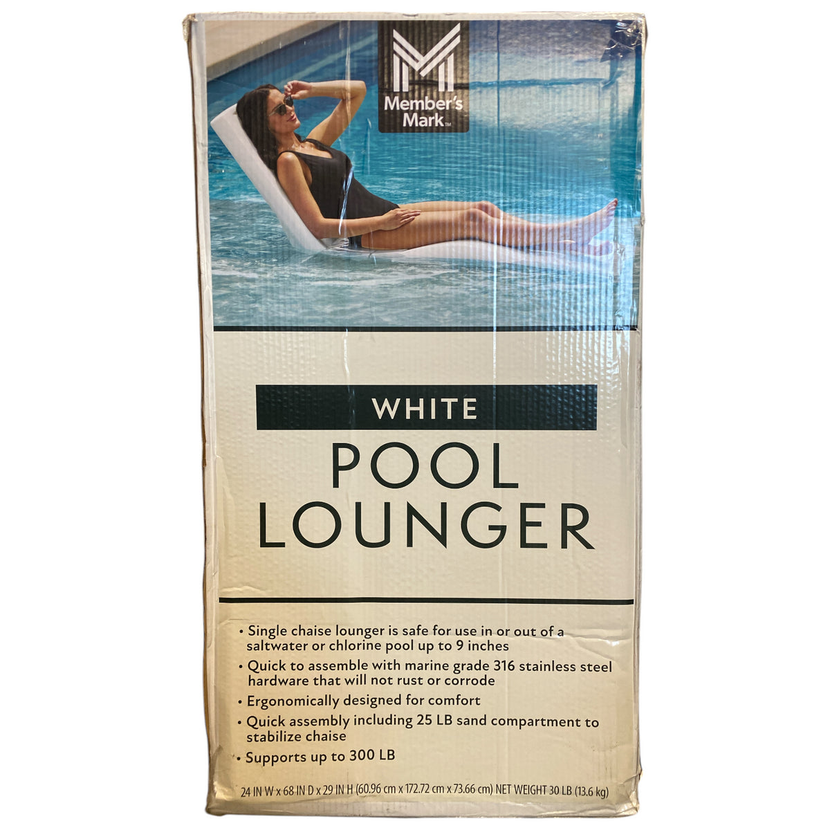 Member's Mark Shallow Water Resin Pool Lounger, White — Ewirelessgear