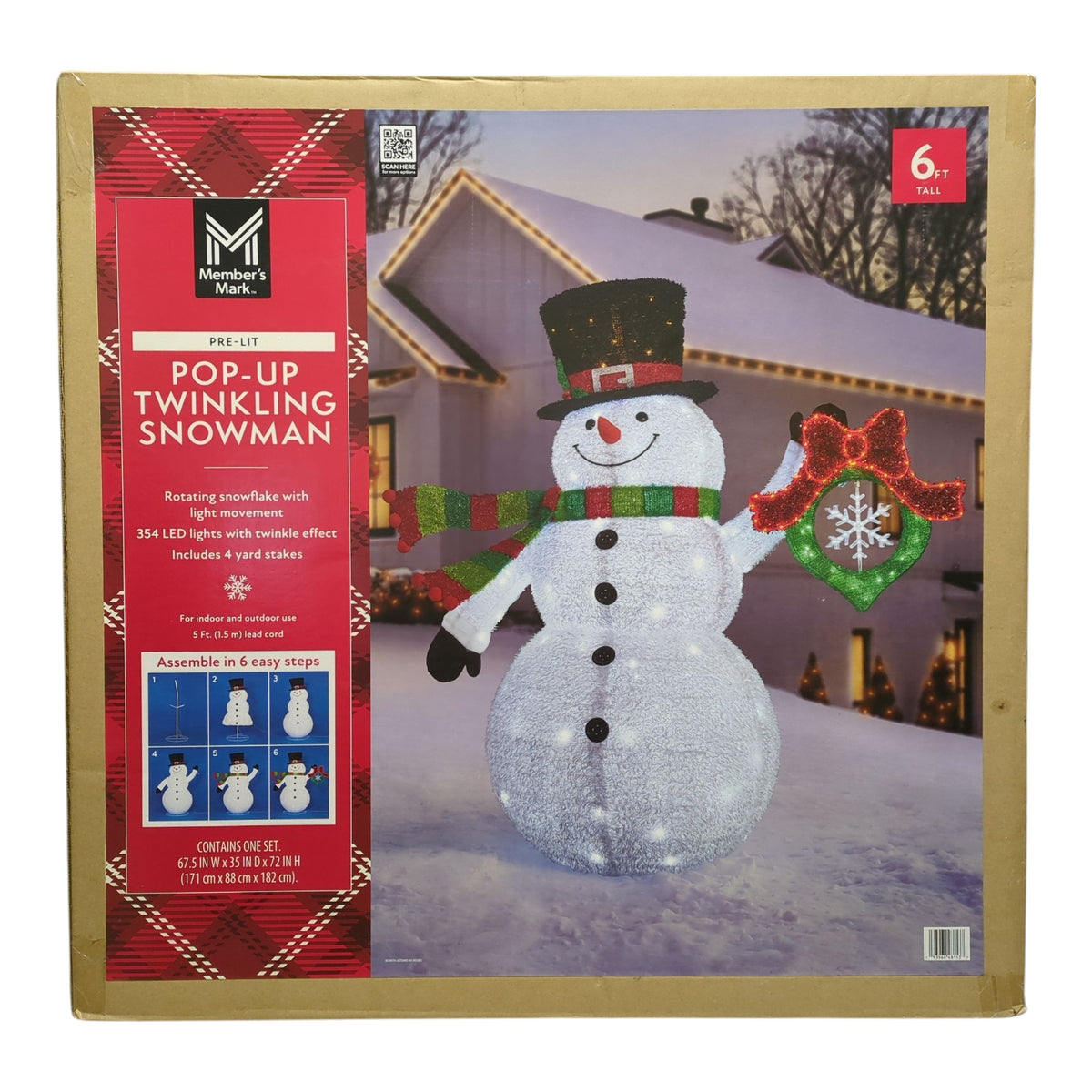 Member's Mark 6' LED Pre-Lit Pop-up Twinkling Snowman — Ewirelessgear