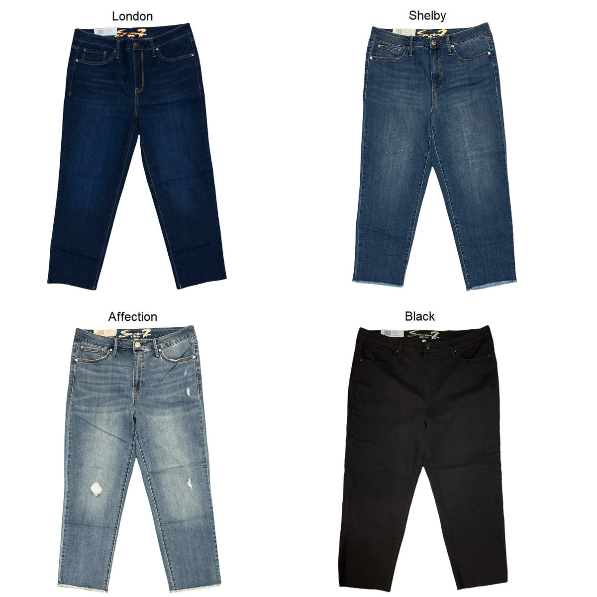 Seven7 Women's High Waisted Relaxed Fit Tower Straight Crop Jean ...
