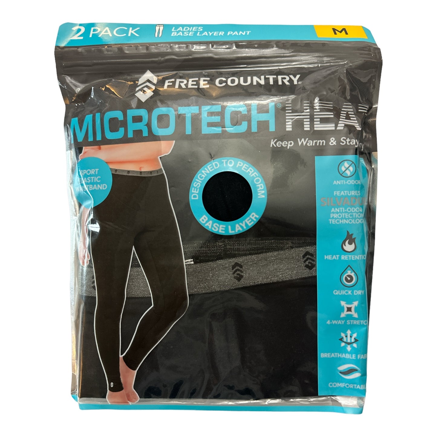 Free Country Women's 2-Pack MicroTech Heat Retention Base Layer Pant ...