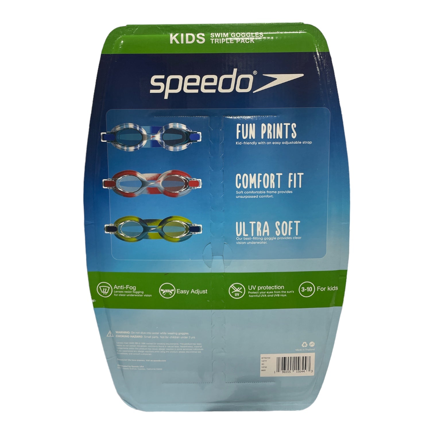 Speedo Kids Swim Goggles Triple Pack ~ Fun Prints! Multicolor, Ages 3 ...