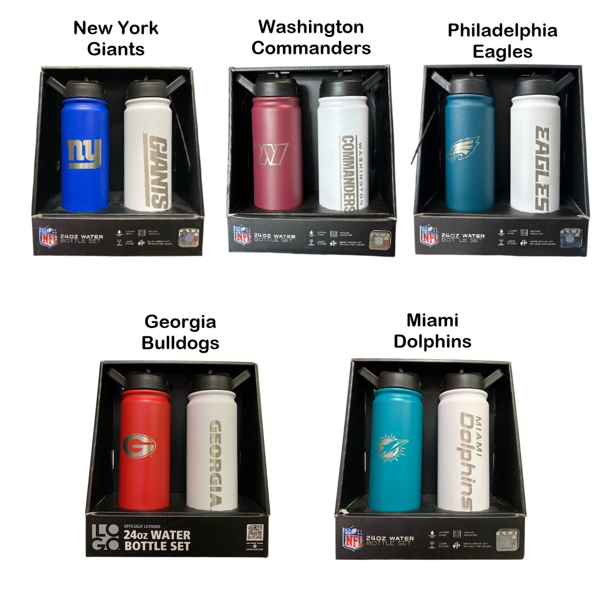 Logo Brands Officially Licensed NFL 24oz Vacuum Insulated Water Bottle ...