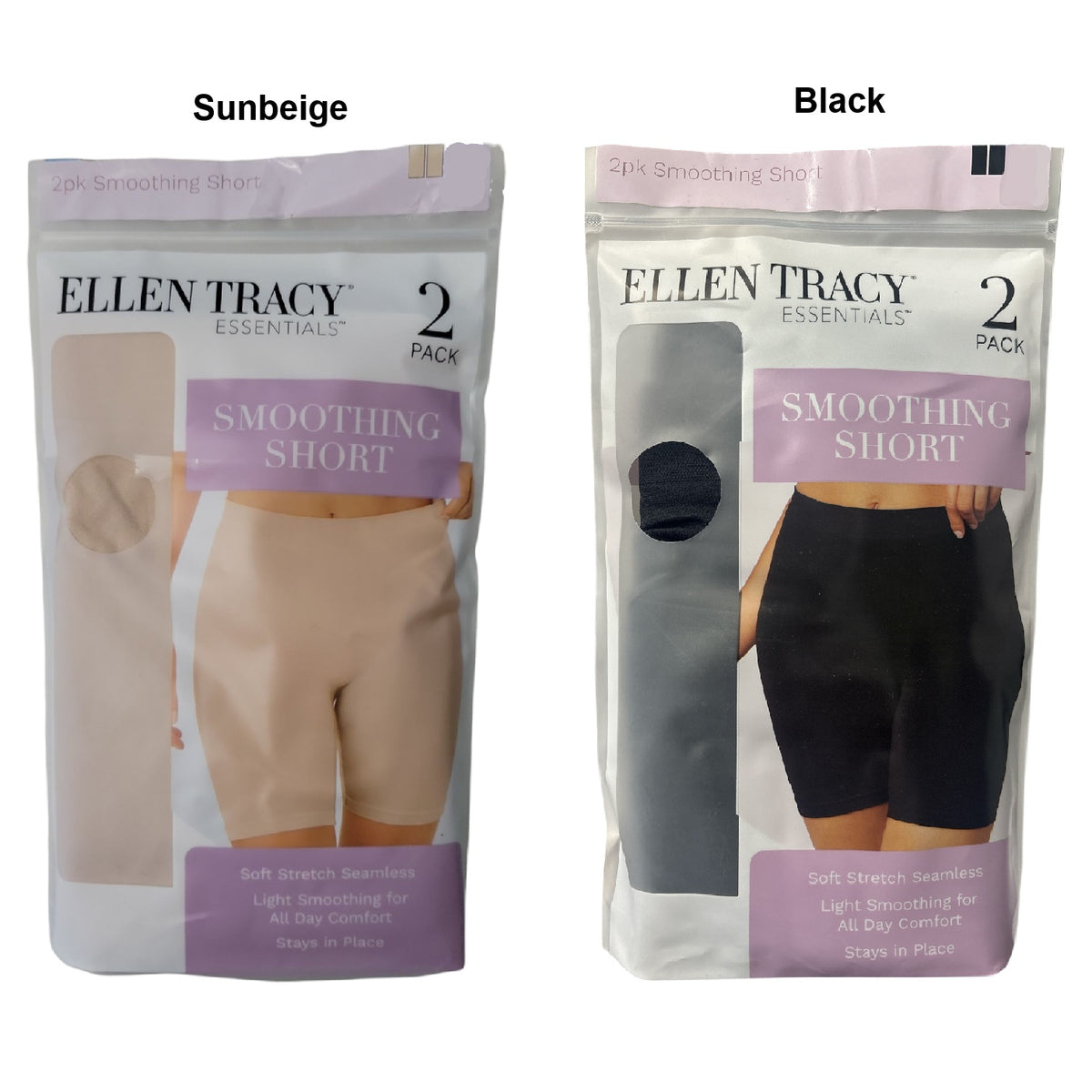 Ellen Tracy Women's 2-Pack Body Hugging Seamless Smoothing Short ...