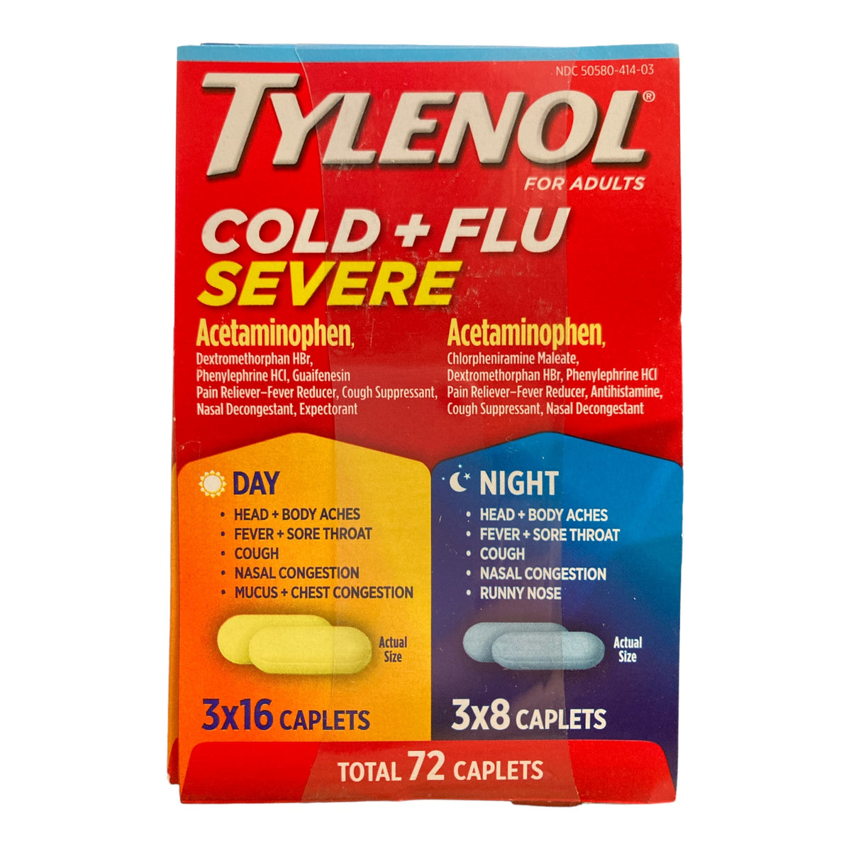 Tylenol Cold/Flu Severe Day & Night Caplets 48 ct. Day, 24 ct. Night ...
