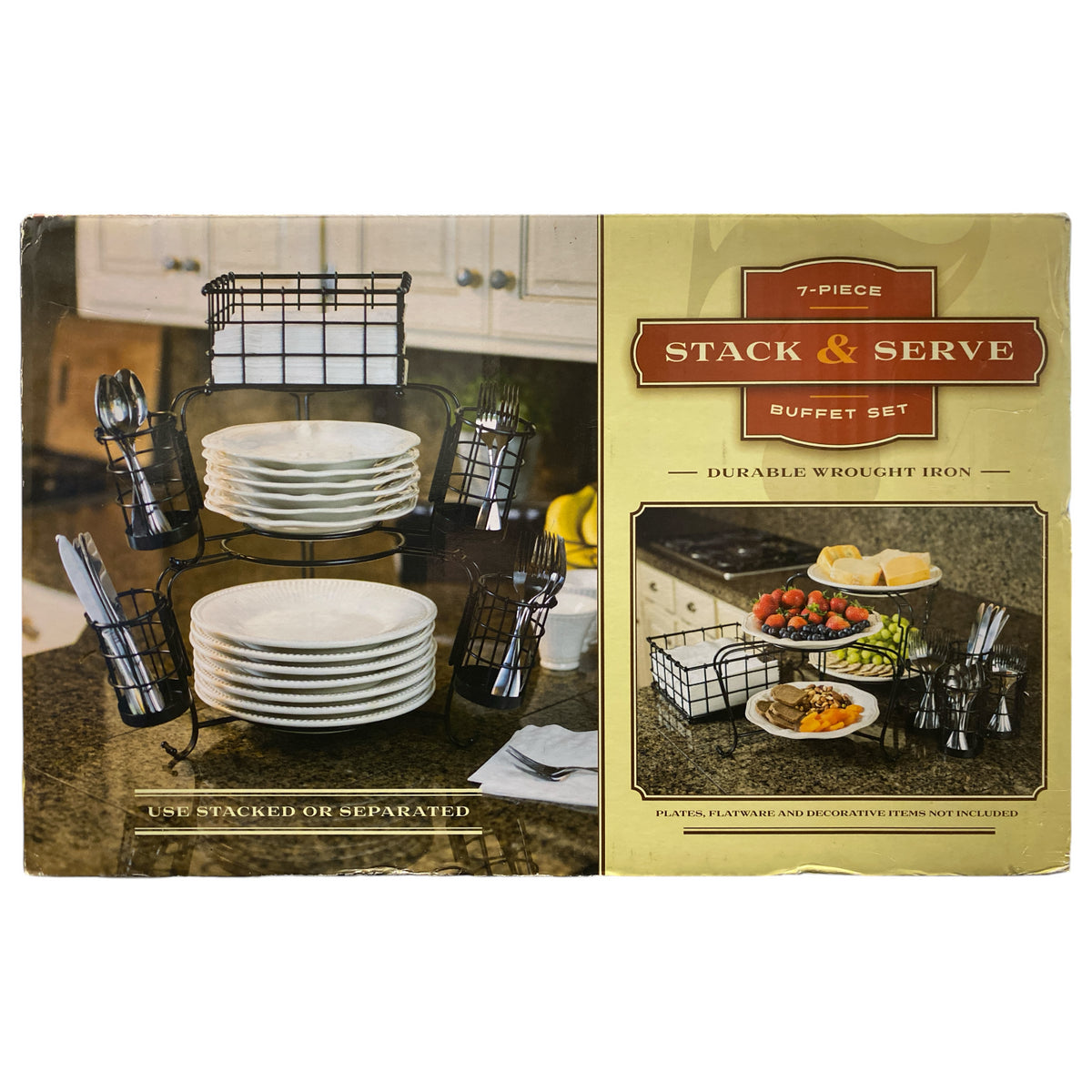 Stack & Serve Durable 7 Piece Wrought Iron Buffet Set, Black ...