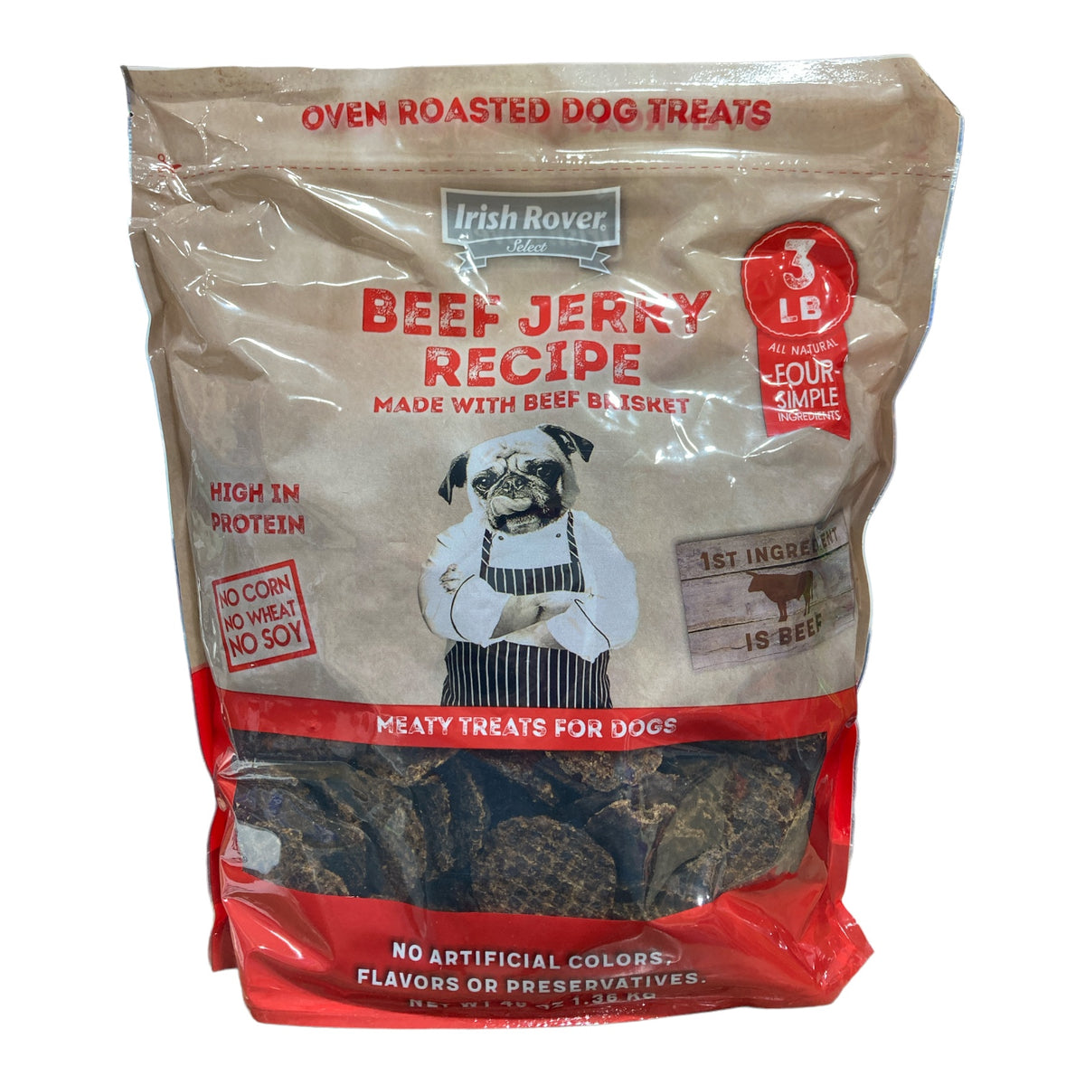 Irish Rover High Protein Oven Roasted Beef Brisket Jerky Dog Treats, 4 ...