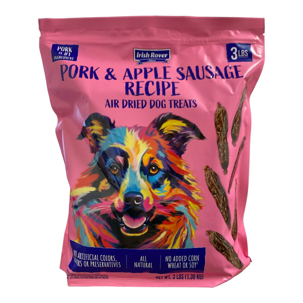 Irish Rover Pork and Apple Sausage Air Dried Dog Treats, 48 oz ...
