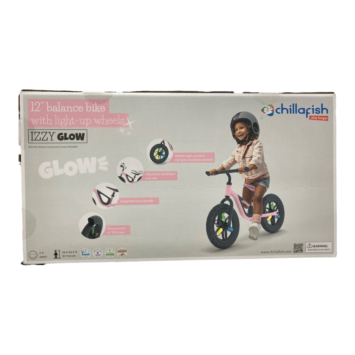 Chillafish Izzy Glow 12" Balance Bike with Light Up Wheels, Pink ...